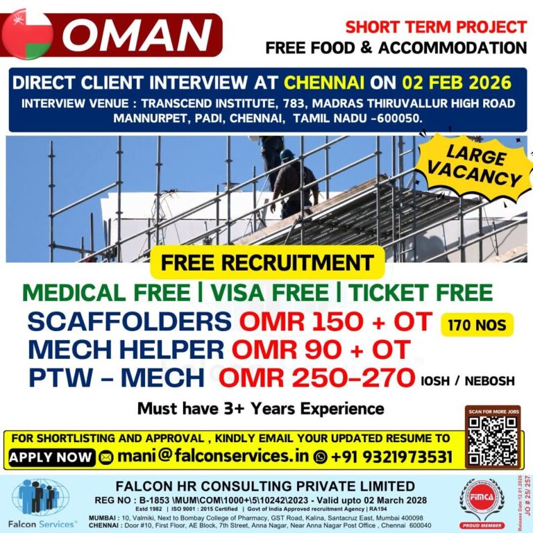Oman Free Recruitment: Urgent Hiring For Scaffolders And Helpers With ...