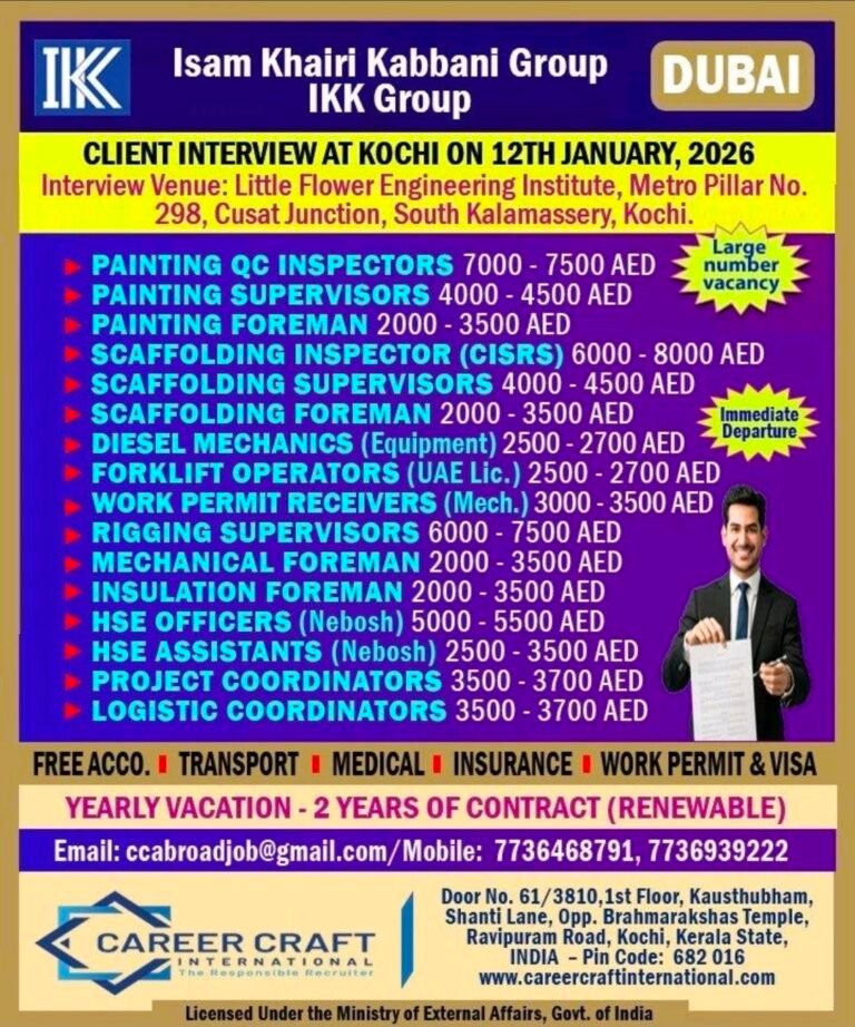 IKK Group Dubai Jobs: Excellent Opportunities Hiring Now In Kochi ...