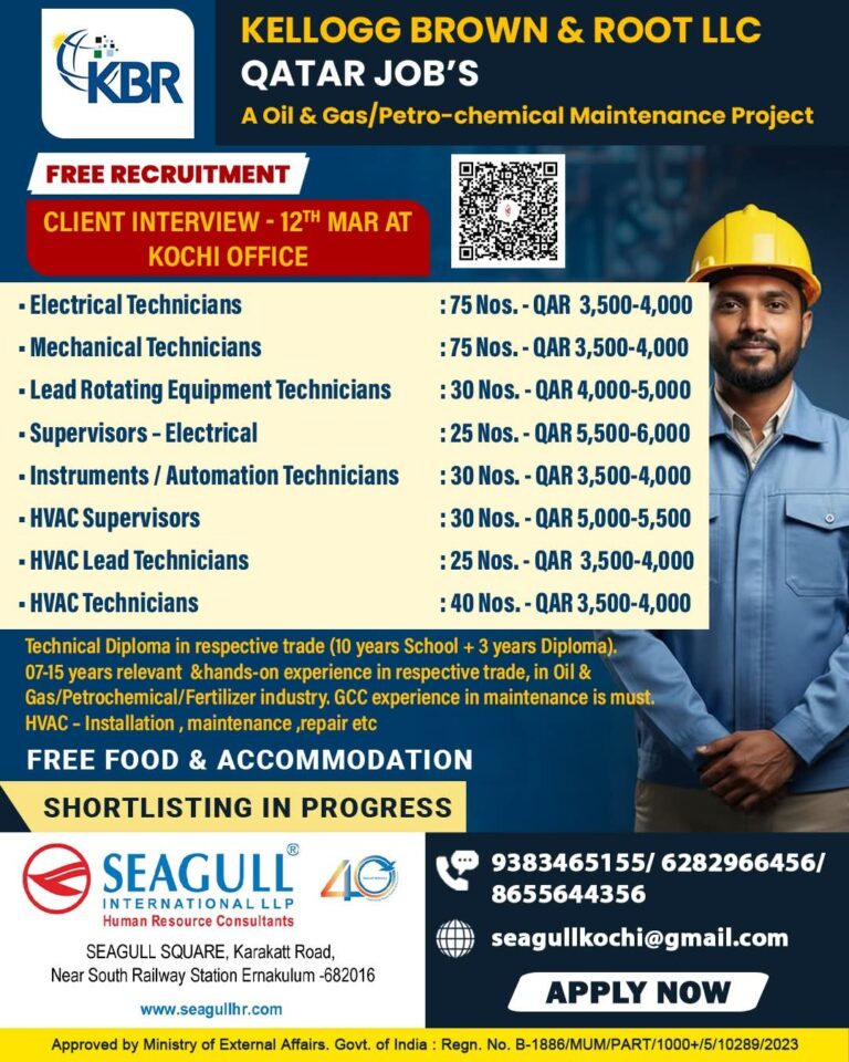 Qatar Job Vacancy – Urgent Hiring At Seagull International - Gulf Job List