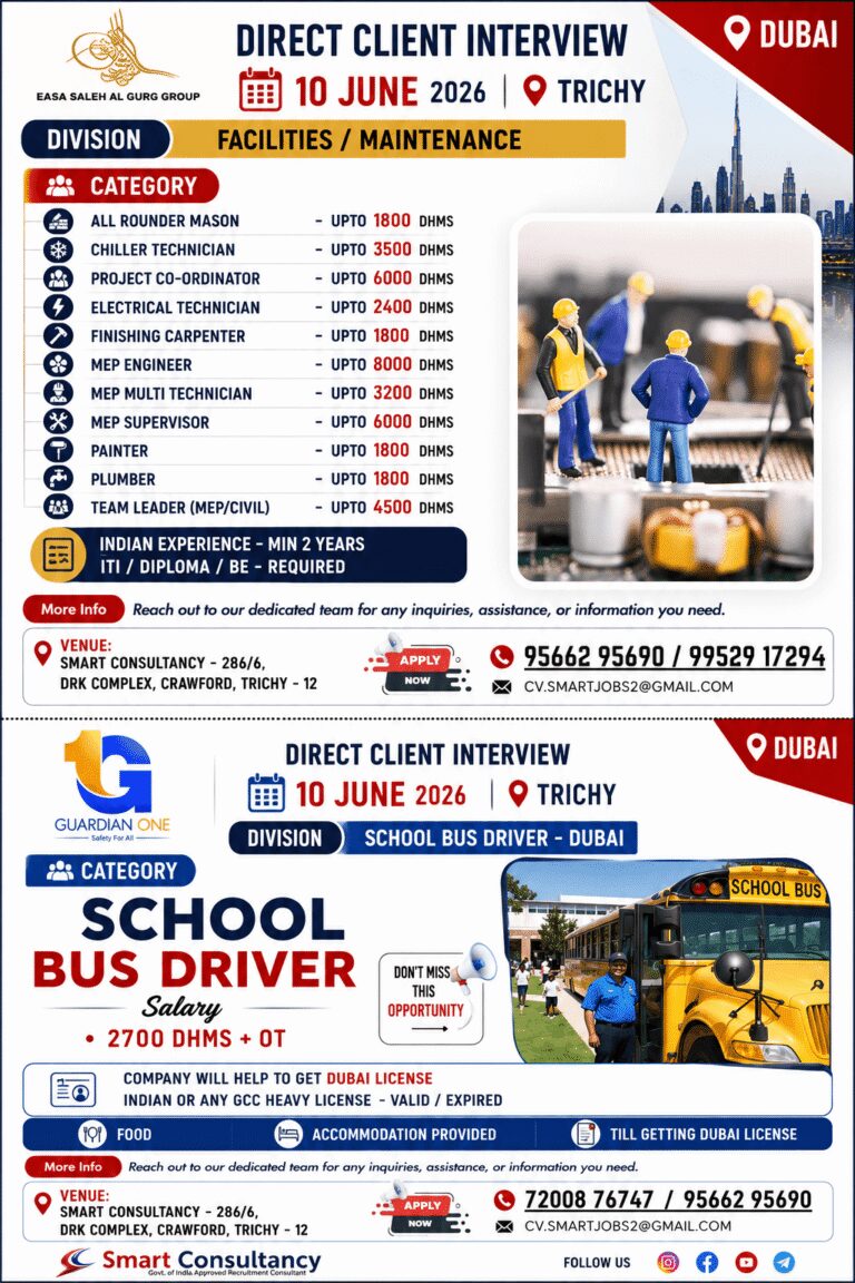 Dubai Jobs 2026 | Direct Client Interview In Trichy | Gulf Job Vacancy ...