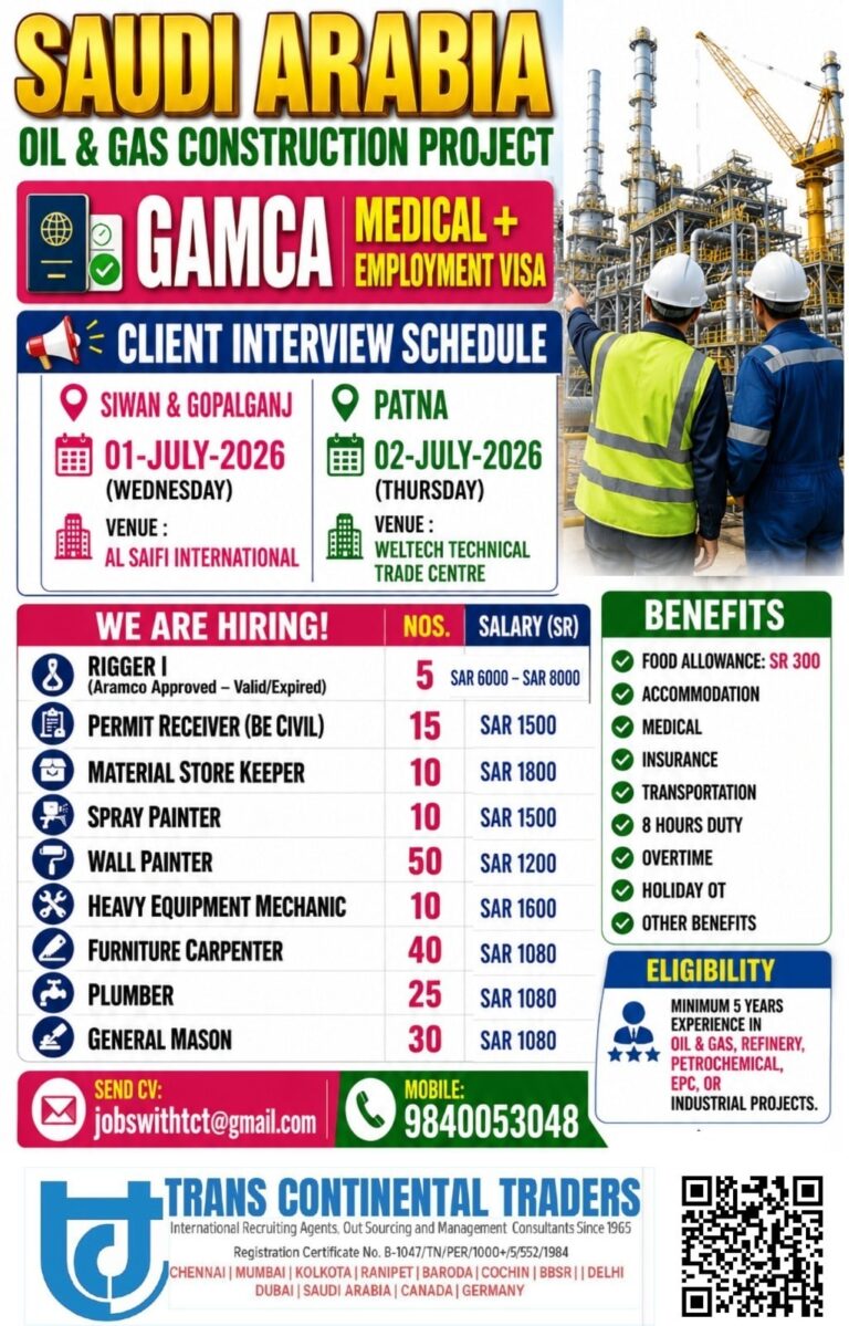 Saudi Arabia Oil & Gas Jobs - Client Interview By Trans Continental ...
